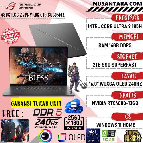 Jual Laptop Gaming Asus ROG Zephyrus gu605mz Intel Core Ultra 9 185h ...