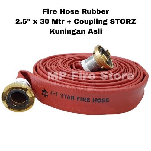 Jual FIRE HOSE RUBBER 18K 2.5 x 30 M + COUPLING STORZ KUNINGAN SELANG ...