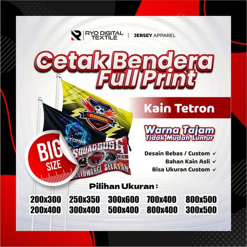 Jual Cetak Bendera Ukuran Besar Full Print Custom - Bahan Kain Tetron ...