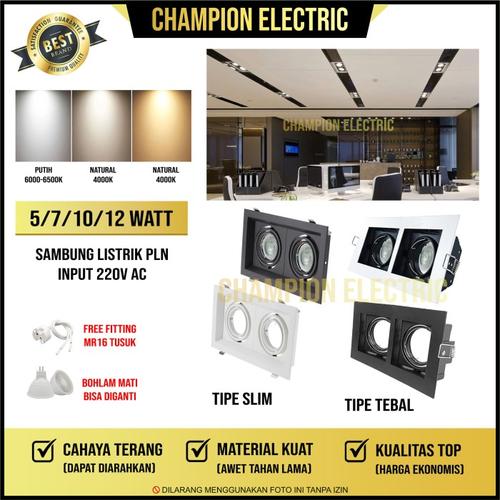 Jual Spotlight Plafon LED 2 Mata - Kap Downlight 2 x MR16 Bisa ...