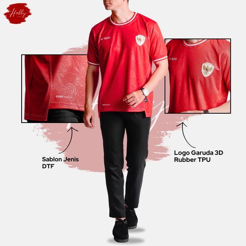 Jual Jersey Timnas Indonesia Merah Home 2024 Logo timbul Big Over size ...