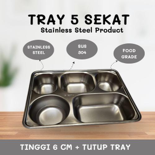 Jual TRAY MBG 5 SEKAT STAINLESS STEEL 304 TRAY MAKAN SIANG LUNCH 6CM ...