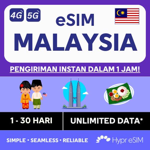 Promo Malaysia eSIM TANPA BATAS HARIAN TERMURAH 1 hingga 15 Hari Data Berkecepatan Tinggi + 3G ...