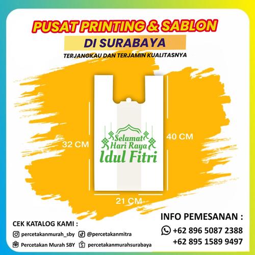 Jual Custom Sablon Kresek Uk 21 x 40 x 02 Putih Idul Adha Custom Desain ...