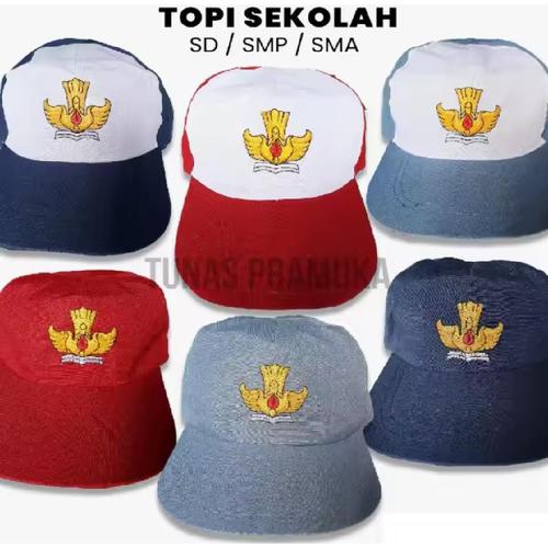 Jual Topi SD SMP SMA SMK Bordir Topi Sekolah SD Merah Polos Merah Putih ...