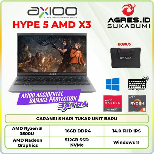 Promo Axioo Hype 5 AMD X3 Ryzen 5 3500 8GB 256GB SSD Windows 11 Pro 14.0FHD IPS BLIT HDMI - DOS ...