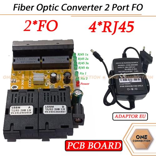 Jual PCB Board Only Media Converter Fiber Switch 2 Port FO SC AB 4 Port ...