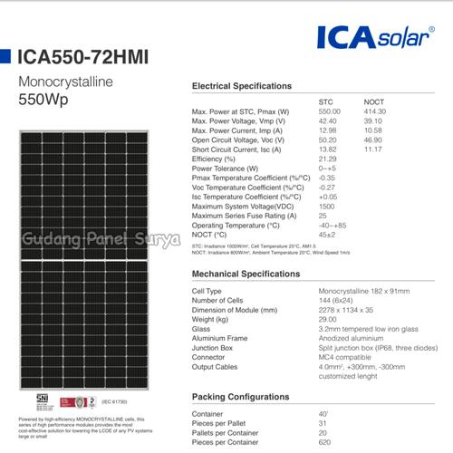 Jual Solar Panel Solarcell ICA Solar 550WP Monocrystalline Half Cut ...