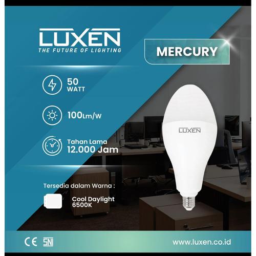Jual Luxen Lampu LED Mercury Jumbo 50 Watt Cahaya Putih dan Kuning ...