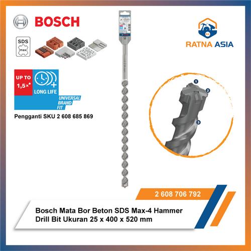 Jual Bosch Mata Bor Beton SDS Max-4 Hammer Drill Bit Ukuran 25 x 400 x ...