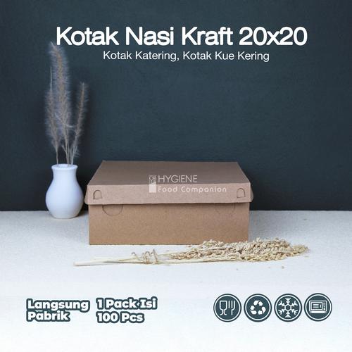 Promo Kotak Nasi Kraft 20X20 Kotak Nasi / Kotak Kue Snack - Box + Tutup ...