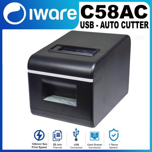 Jual PRINTER THERMAL IWARE C-58AC LEBAR KERTAS 58 MM AUTO CUTTER PORT ...