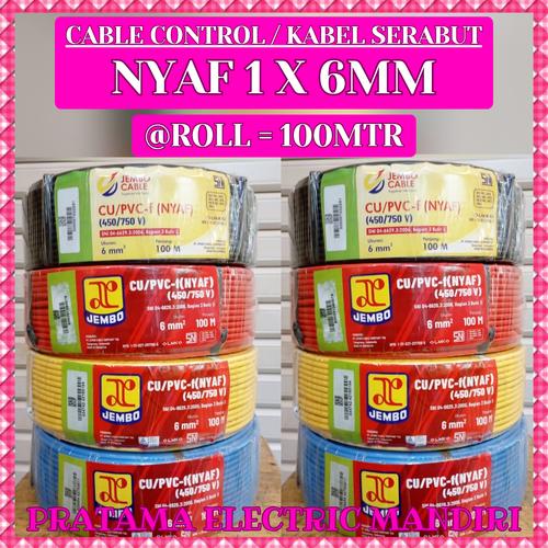 Jual [ROLL=100MTR] JEMBO CABLE CONTROL KABEL KONTROL SERABUT NYAF 6MM 1 x 6MM 1x6,0MM 1x6.0MM ...
