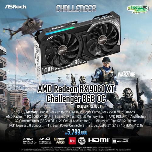 Promo ASROCK AMD Radeon RX 9060 XT CHALLENGER OC 8GB GDDR6 Cicil 0% 3x ...