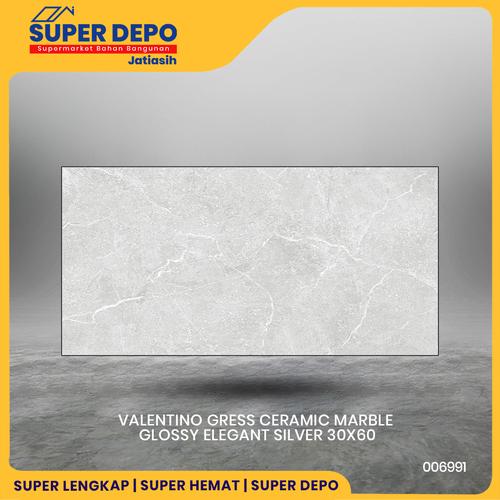 Jual VALENTINO GRESS CERAMIC MARBLE GLOSSY ELEGANT SILVER 30X60 - Kota ...