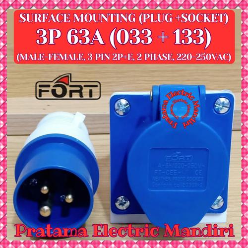 Jual FORT IP44 SURFACE MOUNTING PLUG SOCKET 3P 63A 2P+E 3 PIN MALE FEMALE - MALE (033) - Jakarta ...