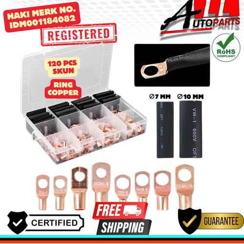 Jual Skun Kabel Ring Copper Ring Terminal Wire Crimp Connector 120 PCS ...