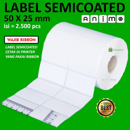 Jual LABEL Semicoted 50X25 isi 2.500 pcs - 2 LINE - LABEL BARCODE ...