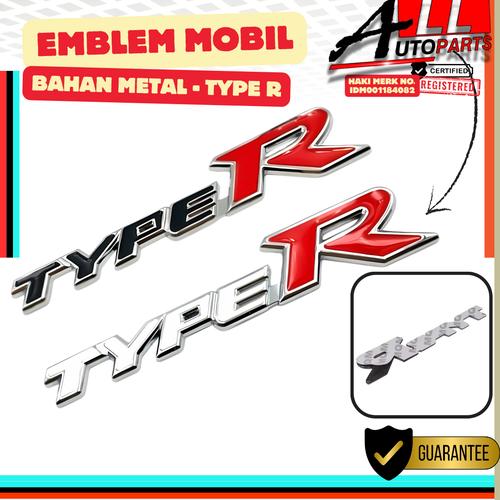 Jual Stiker Emblem Sticker Mobil TYPE R Bahan METAL - Hitam - Putih ...