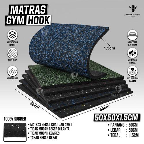 Jual Matras Gym HOOK Karet 50cm x50 cm x 1,5 cm HOOK Karpet Fitness ...