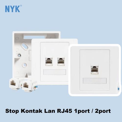 Jual NYK Face Lan Socket Rj45 Modular Wall Plate / Stop Kontak Lan ...