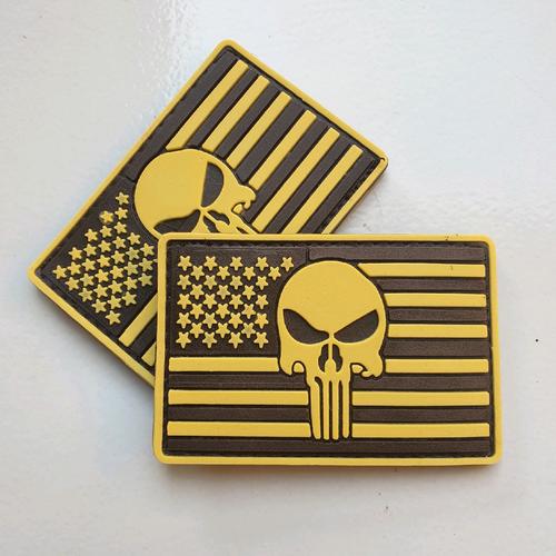Promo patch rubber logo funisher kotak dasar bendera usa cream tan ...