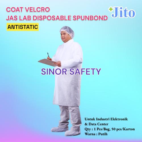 Jual Jas JITO Coat Velcro Jas Lab Hazmat Disposable Spunbond ANTISTATIC ...