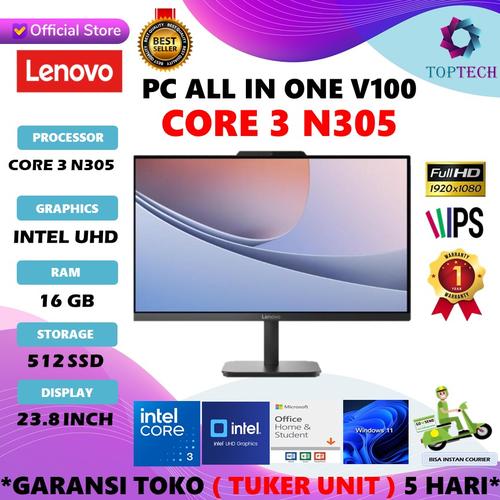 Promo PC AIO LENOVO V100 CORE i3 N305 8GB 512GB 23.8FHD W11 OHS I PC ALL IN ONE - NON OS+NON OHS ...