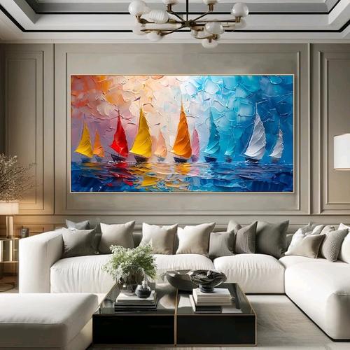 Jual lukisan kanvas kapal cat timbul textur/lukisan dinding/lukisan ...