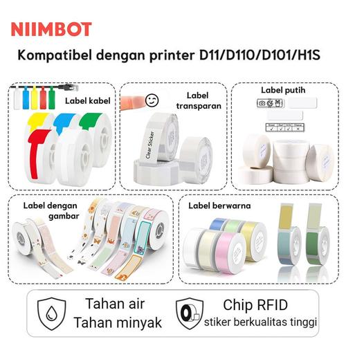 Promo NIIMBOT D11/D110/D101 Kertas Label Putih/Warna/Transparan Kode ...