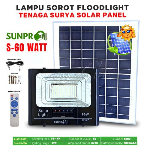 Jual Lampu Solar 60W Cahaya Putih IP67 Water Resistance Battery 5000mAh ...