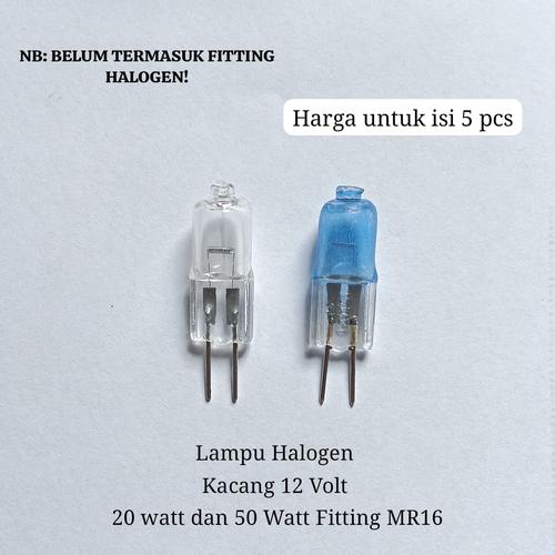 Jual Lampu Halogen Kacang 12Volt 20-Watt dan 50-Watt Fitting G4 Isi 5 ...