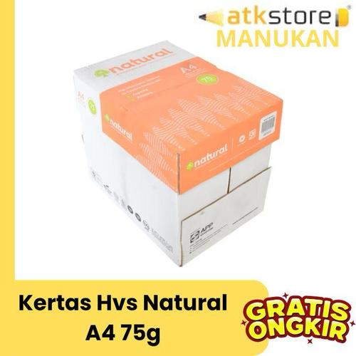 Jual ( 1 BOX ) NATURAL Kertas Hvs A4 75g Paper 1 Box Isi 5 Rim Paper ...