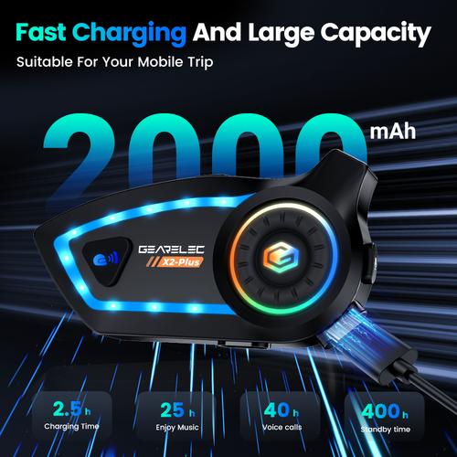 Promo X2 PLUS GEARELEC INTERCOM Helm Headphone -2 riders 300m intercom ...