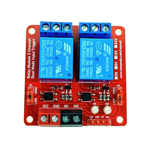 Jual Relay Module DUAL INPUT High-Low Trigger 3,3V 5V 12V 24V Robotdany ...