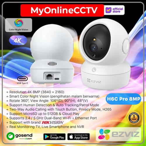 Promo EZVIZ H6C Pro 4K 8MP IP Cam 2.4Ghz 5Ghz Wifi 360° Camera CCTV Wireless Indoor With Two Way ...