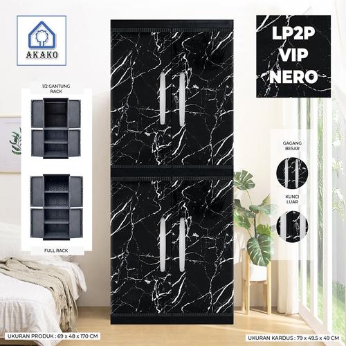 Promo AKAKO - LEMARI PAKAIAN PLASTIK 2 PINTU JUMBO MOTIF VIP TANPA KACA ...