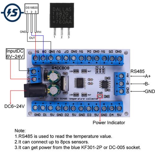 Jual 8CH Modbus RTU RS485 R4DCB08 Temperature Receiver Relay Module ...