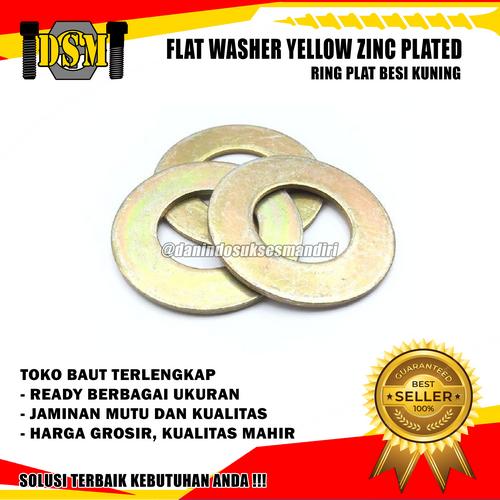 Jual (100 PCS) Ring Plat BESI KUNING / Flat Washer WP Yellow Zinc ...