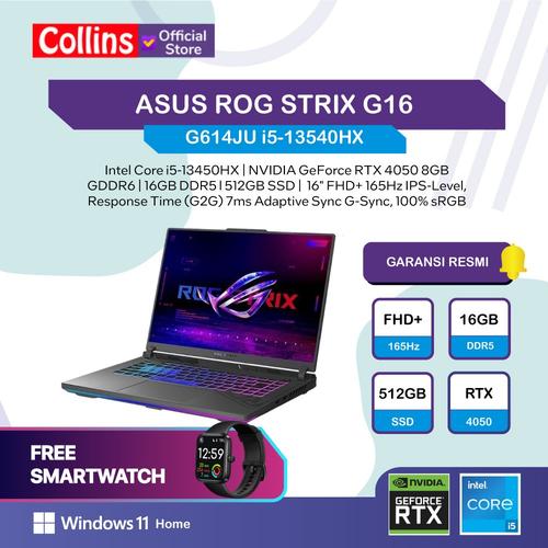 Promo ASUS ROG Strix G16 G614JU i5-13540HX RTX4050 16G 512G 16"FHD 165Hz W11 - DDR5 16GB Cicil 0 ...