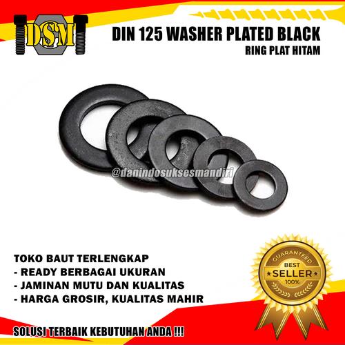 Jual (100 PCS) Ring Plat Hitam / DIN 125 Flat Washer Plated / Ring WP ...