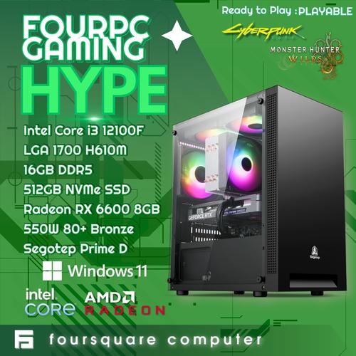 Jual FourPCGaming Hype Rakitan Komputer Gaming Intel Core i3 12100F DDR5 16GB SSD 512GB RX 6600 ...