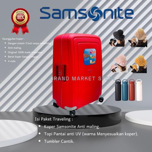 Jual Paket Travel Koper Samsonite S'cure Hardcase Free Topi anti UV ...