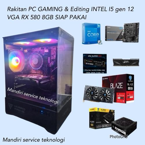 Jual Rakitan PC Gaming / Editing Intel Core i5 12400F Gen 12 LGA 1700 VGA RX 580 8GB Siap Pakai ...