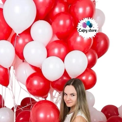 Jual [ ISI 50 PCS ] Balon Latex Doff Merah Putih / Balon Merah Putih ...