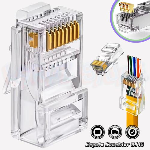Jual Kepala Konektor Kabel LAN RJ45 Cat6 Penyambung UTP FTP Gold 8 Pin ...