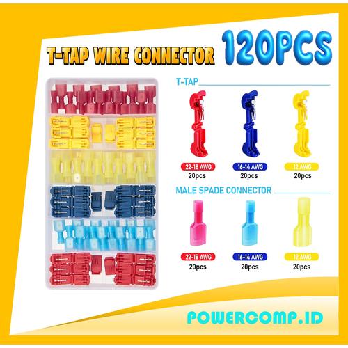 Jual T-Tap Kabel Connector 120PCS + Male Spade | T-Tap Wire Connector ...