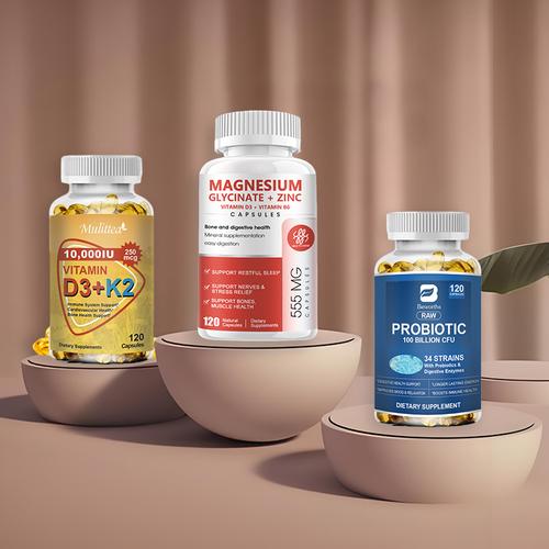 Promo Magnesium Glycinate Zinc Dan Vitamin D3+K2 10.000 Dan Probiotic ...