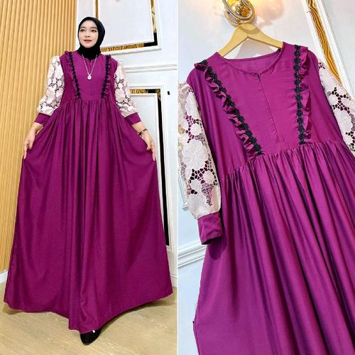 Jual Dress Meiraa Brokat Maron Burgundy || Trend Gaun Lebaran 2025 ...