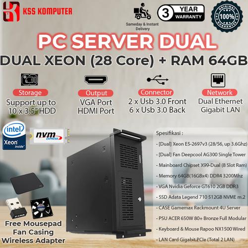 Jual PC SERVER DUAL Processor XEON E5, RAM 64GB, NVME 512GB, Tower ...